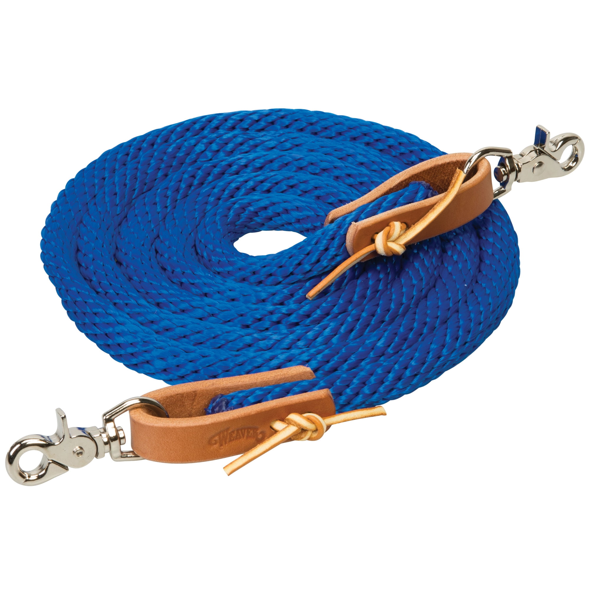 Blue 8 Ft Weaver Horse Poly Roping Reins W/ Leather Laces Loop Ends ...