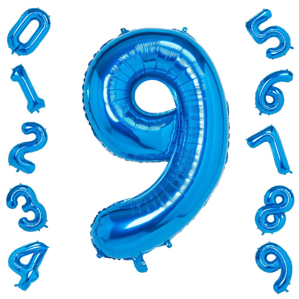 Blue 9 Balloons,40 Inch MMF7 Birthday Foil Balloon Party Decorations ...