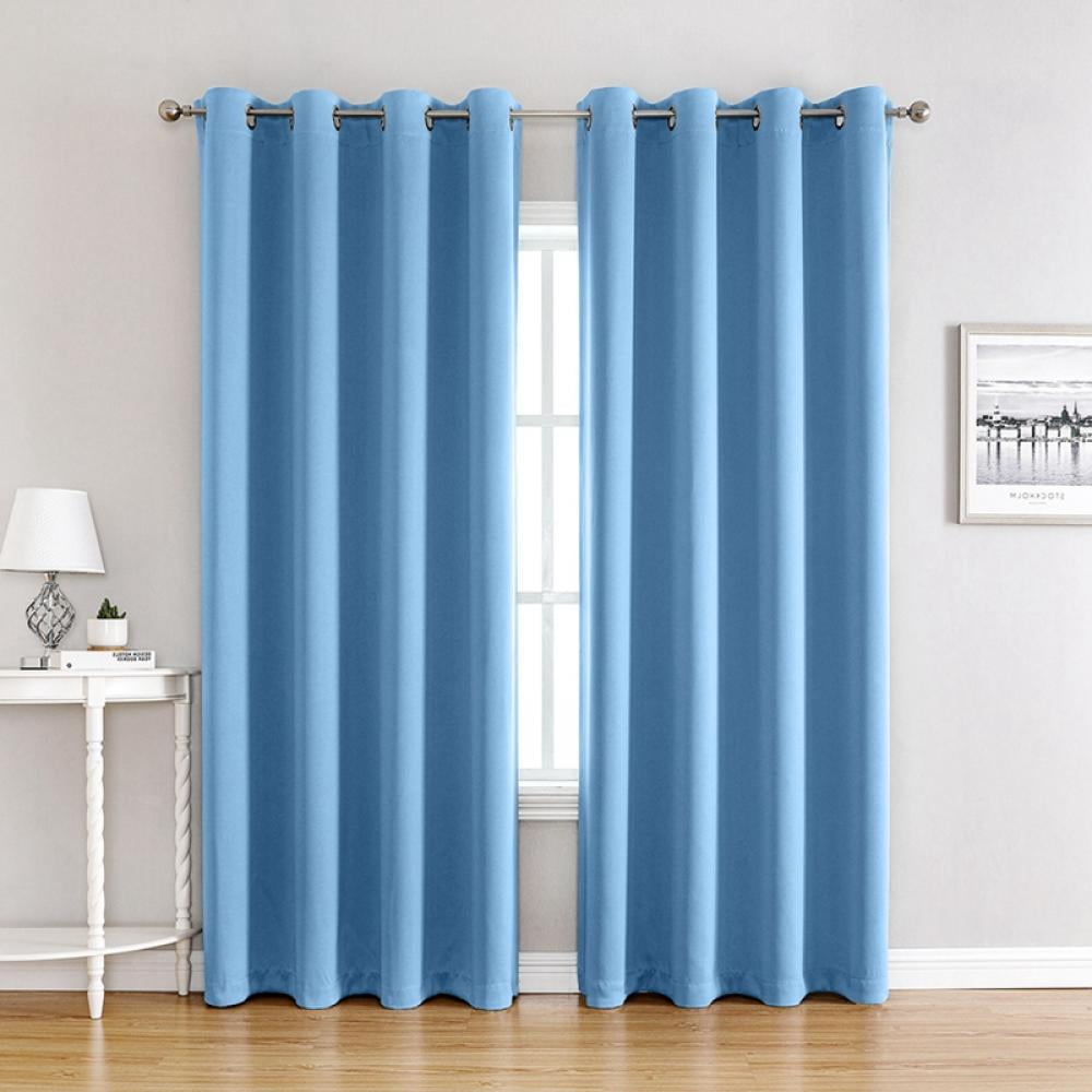 Blue 99% Blackout Curtains 2 Panels for Bedroom Farmhouse Window ...