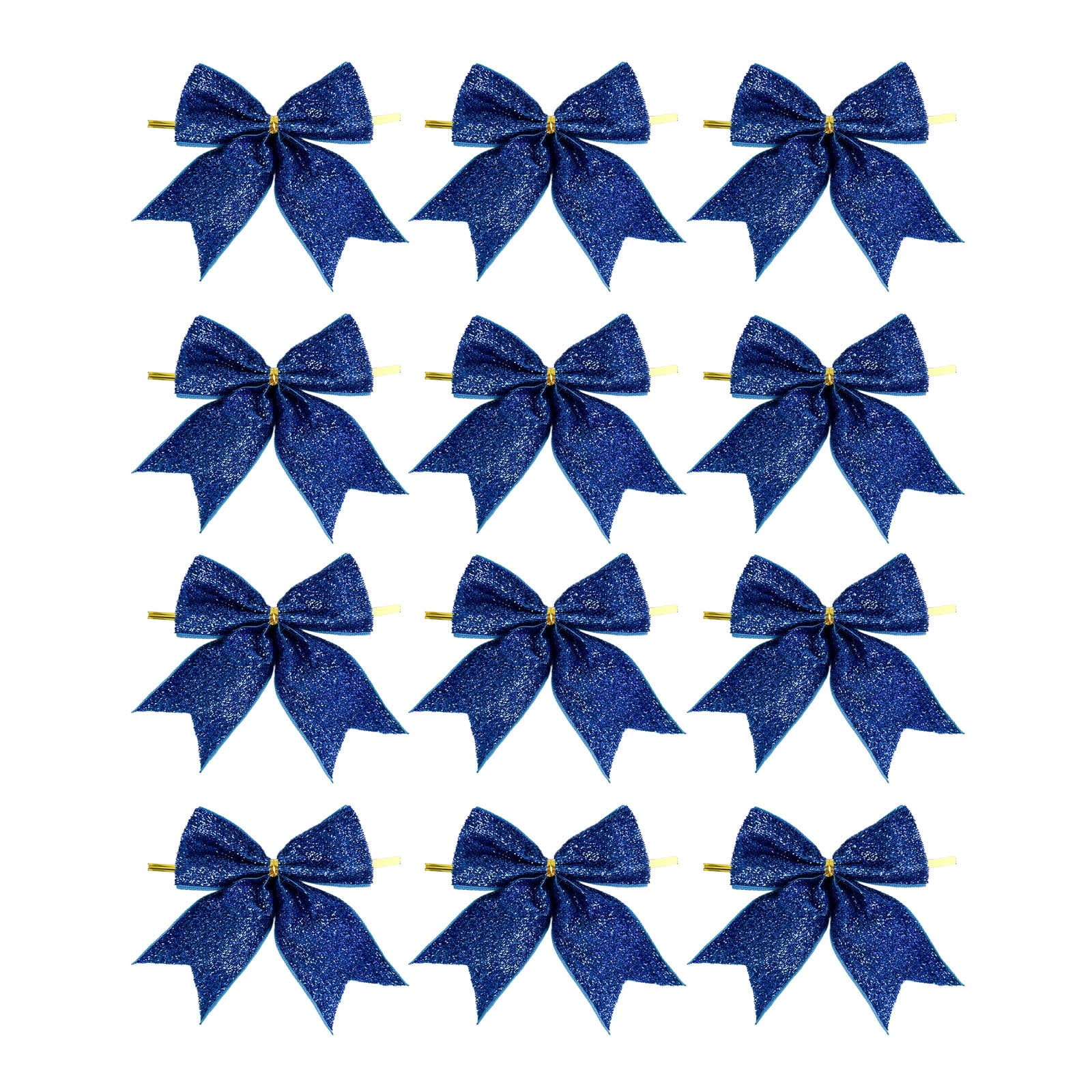 Blue 9Cm Small Bow Christmas Tree Ornaments 12-Pack, Velvet Mini Bow ...