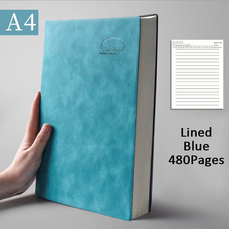 Blue A4 Notebooks Large Journal 480 Pages Faux Leather Softcover ...