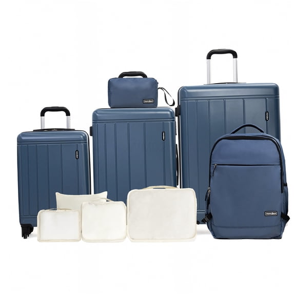 Blue ABS+PC Hardshell Luggage 9-Piece Set with TSA Lock, Carry-On ...