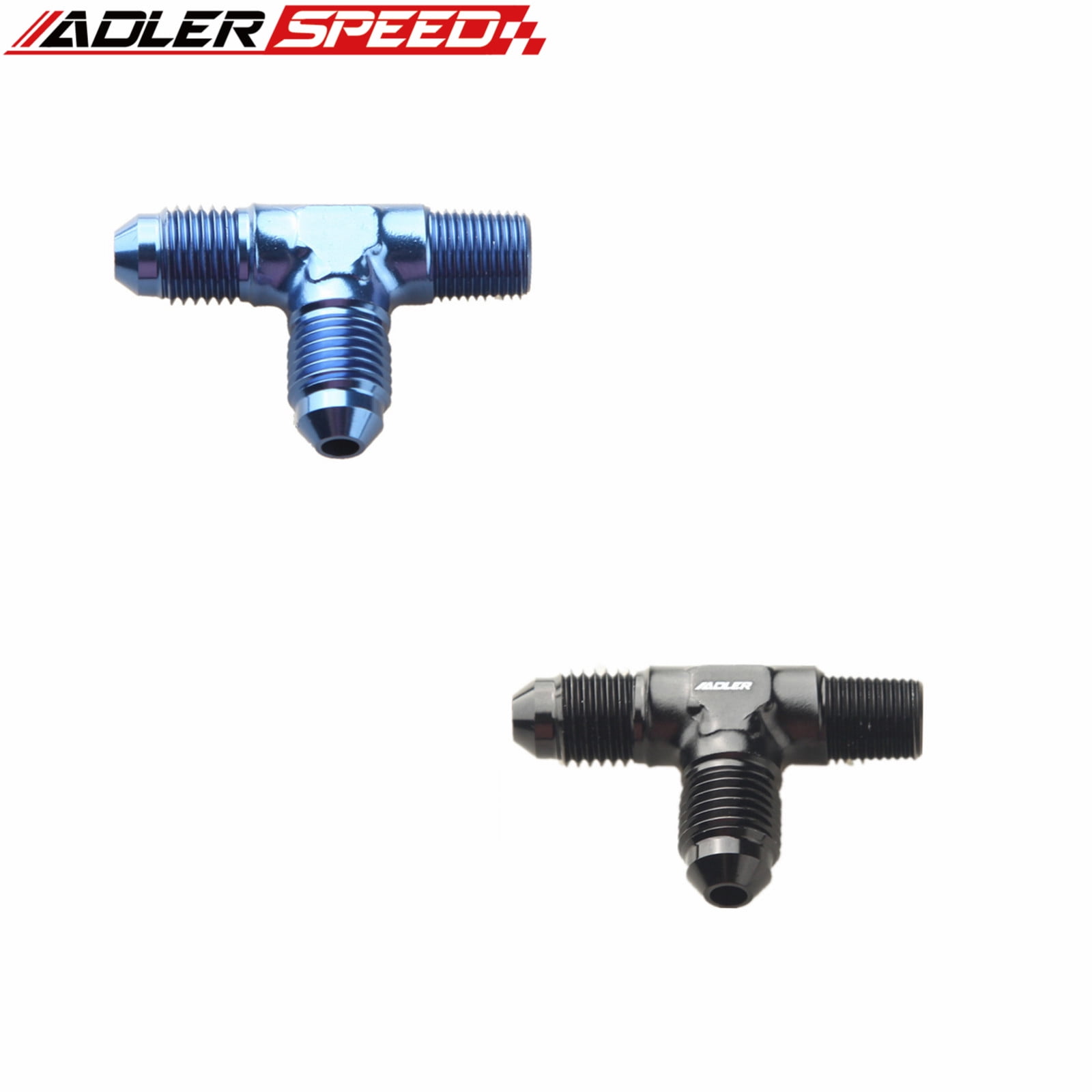 Blue-AN-4 AN4 to 1/8 Inch NPT Aluminum Tee Fitting Adapter - Walmart.com