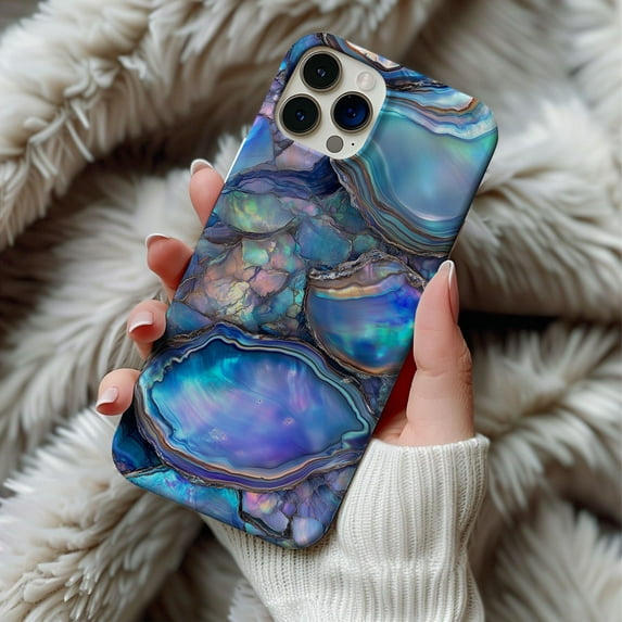 Blue Abalone Shell Stained Glass Ocean Phone Case 17 16 15 14 13 12 11 ...
