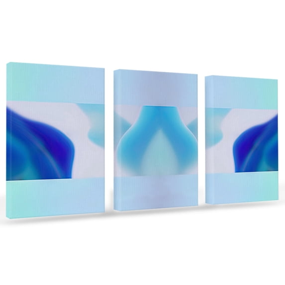 Blue Abstrac Canvas Wall Art 3 Panels, Framed Wall Decor Modern Artwork ...