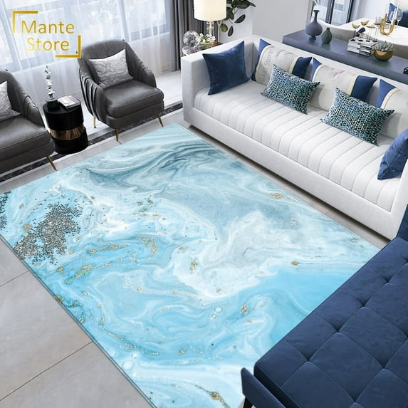 Blue Abstract Anti-slip Carpet Bedroom Washable Non-slip Kitchen Rug ...