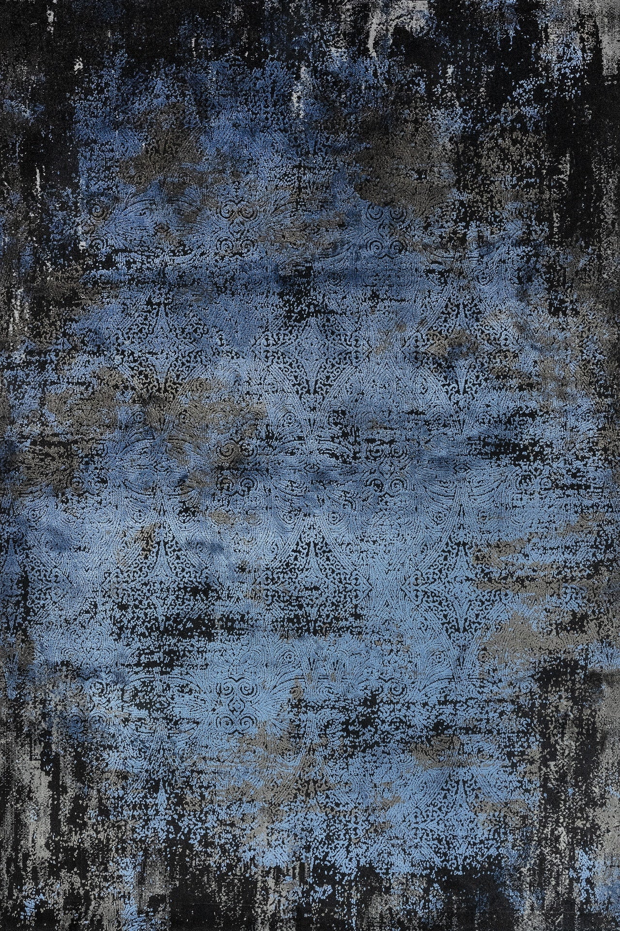 Blue Abstract Area Rugs for Living Room Washable Rugs Boho Moroccan ...