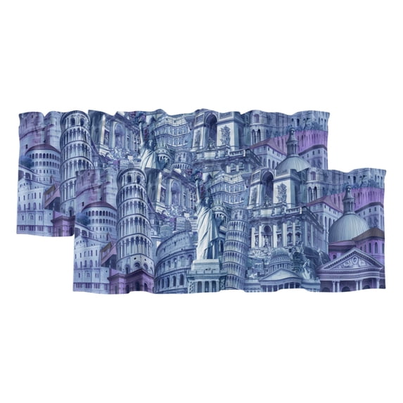 Blue Abstract Art 2 Panels Kitchen Valance, Classical World-famous ...
