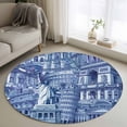 Blue Abstract Art 4FT Round Area Rugs Classical World-famous Buildings ...