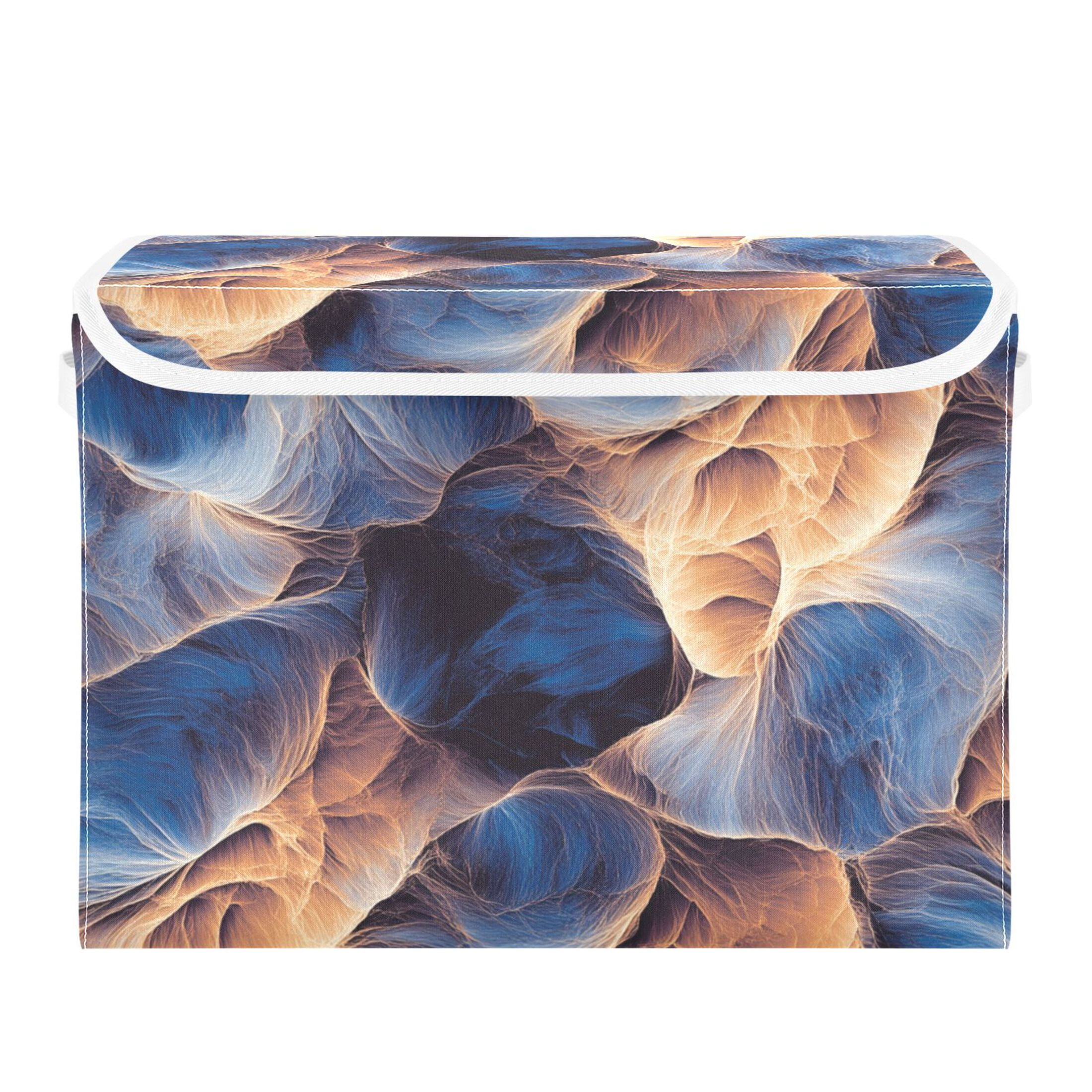 Blue Abstract Art Large Storage Bins with Linen Collapsible Lid Storage ...