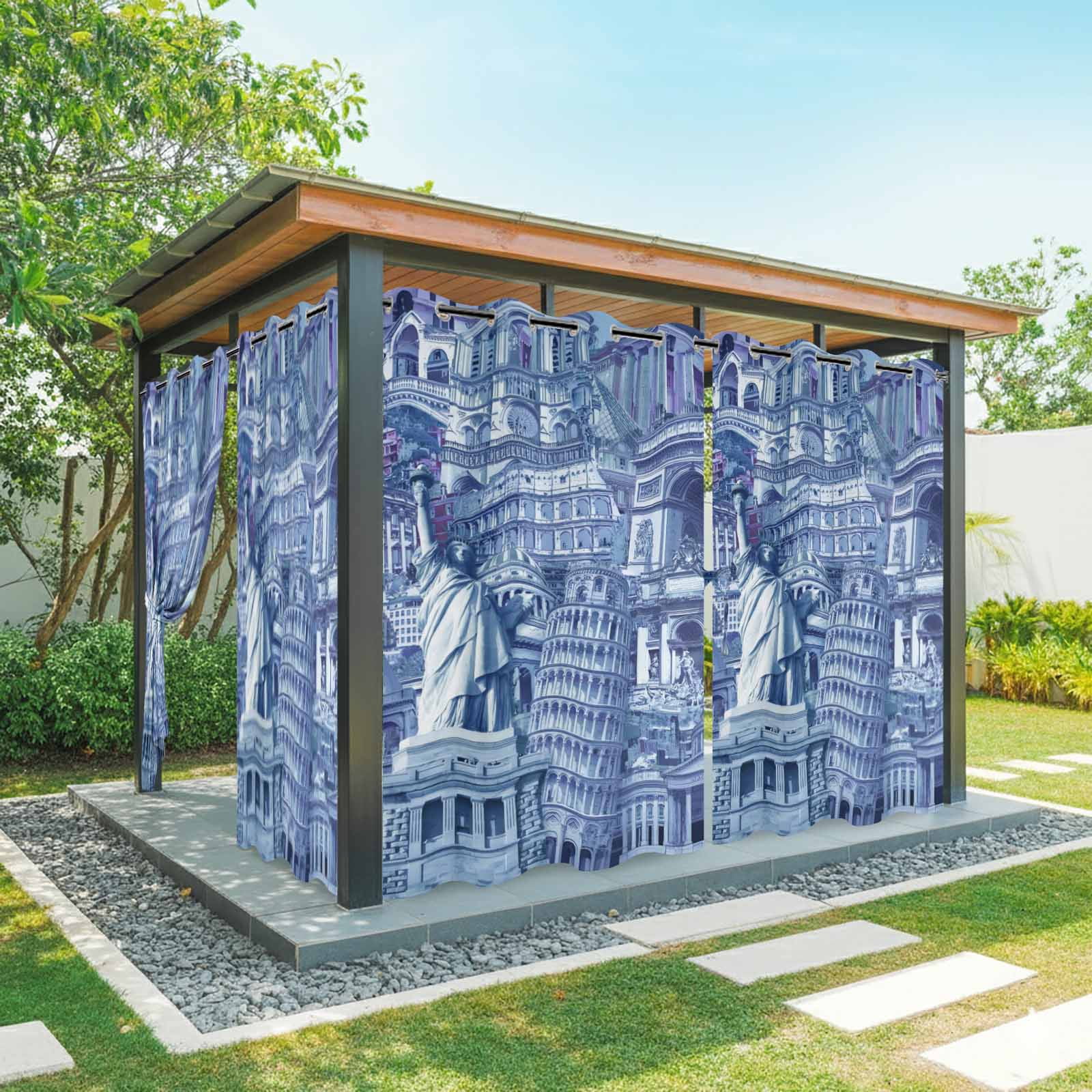 Blue Abstract Art Outdoor Curtains for Patio, Classical World-famous ...
