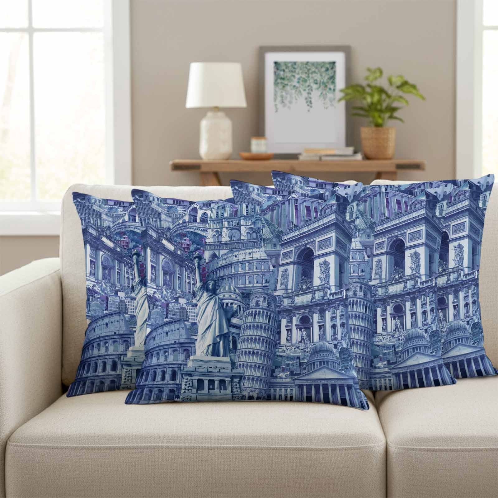 Blue Abstract Art Pillow Covers Set of 4, Classical World-famous ...
