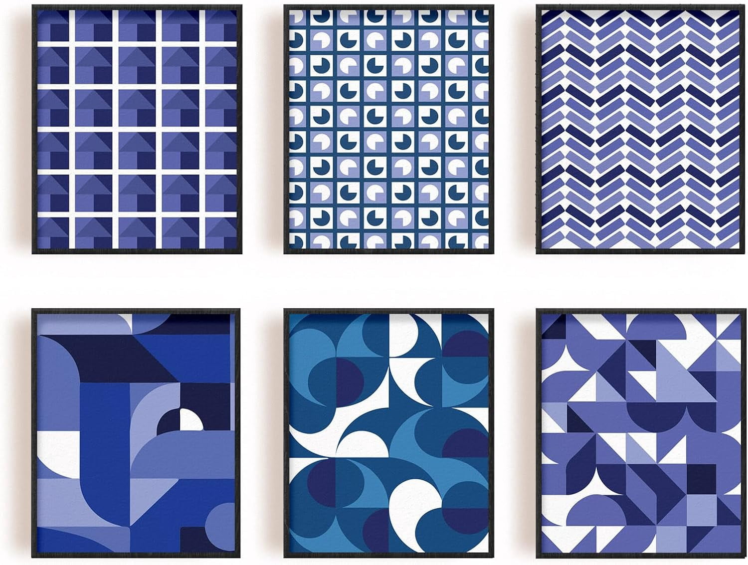 Blue Abstract Art Poster Geometric Pattern Canvas Prints Poster Modern ...