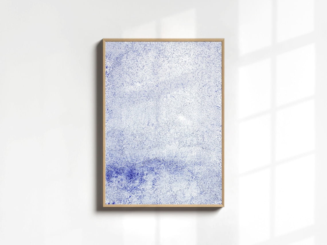 Blue Abstract Art Poster, Original, Light Blue Minimalist Wall Art ...