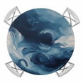 Blue Abstract Art Round Tablecloth for 55-60 Inch Tables, Fitted Table ...