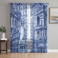 Blue Abstract Art Sheer Curtains for Living Room Bedroom, Classical ...