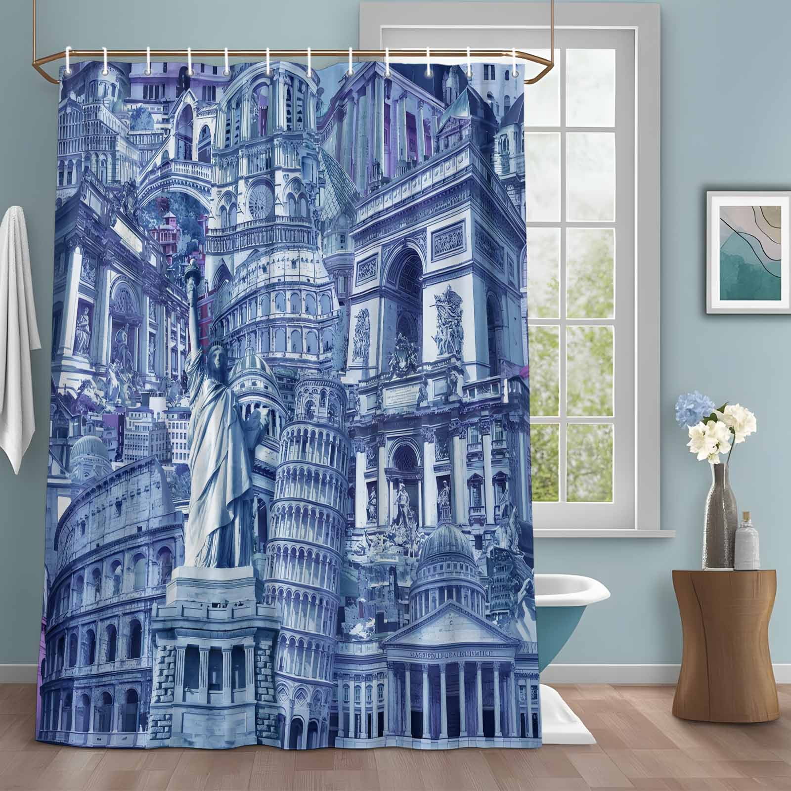 Blue Abstract Art Shower Curtain with Hooks, Classical World-famous ...