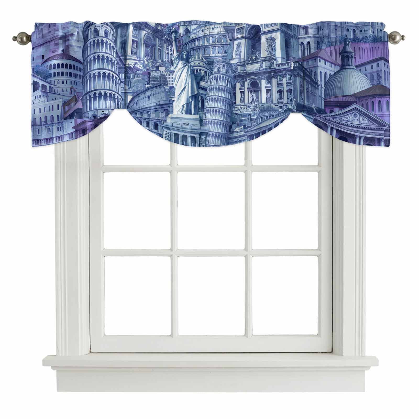 Blue Abstract Art Tie Up Valance Curtains Classical World-famous ...