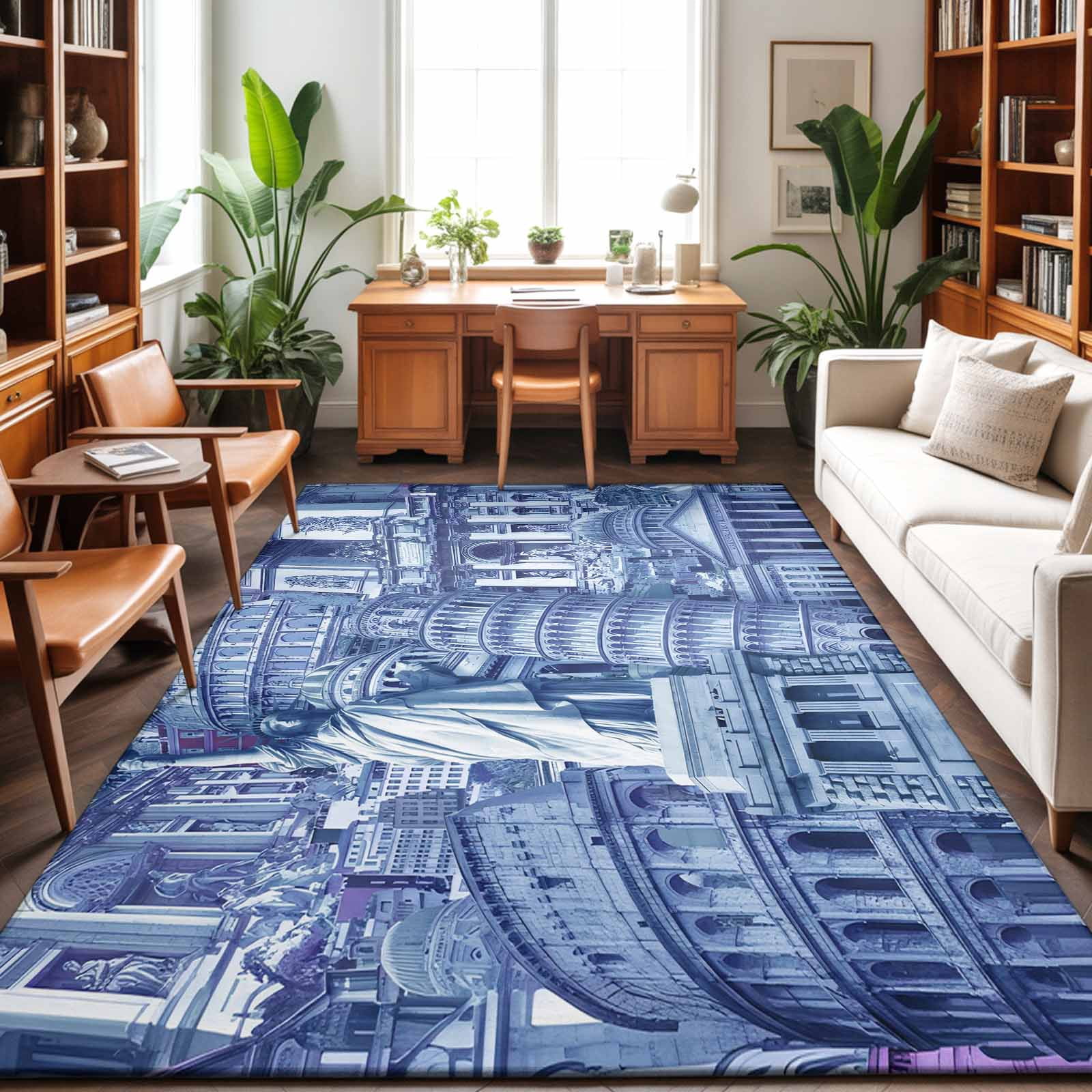 Blue Abstract Art Washable Area Rug 5 x 7 ft Classical World-famous ...