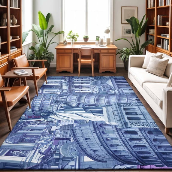 Blue Abstract Art Washable Area Rug 5 x 7 ft Classical World-famous ...