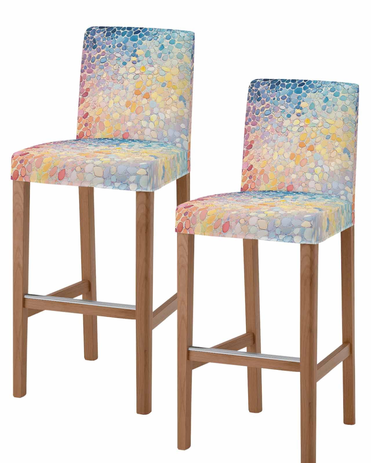 Blue Abstract Bar Stool Covers - Stretch Dining Chair Covers Set of 2 ...