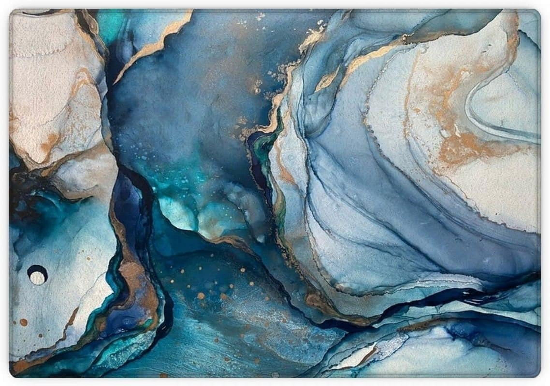 Blue Abstract Bath Mats Alcohol Ink Rugs for Bathroom Ombre Waves Bath ...