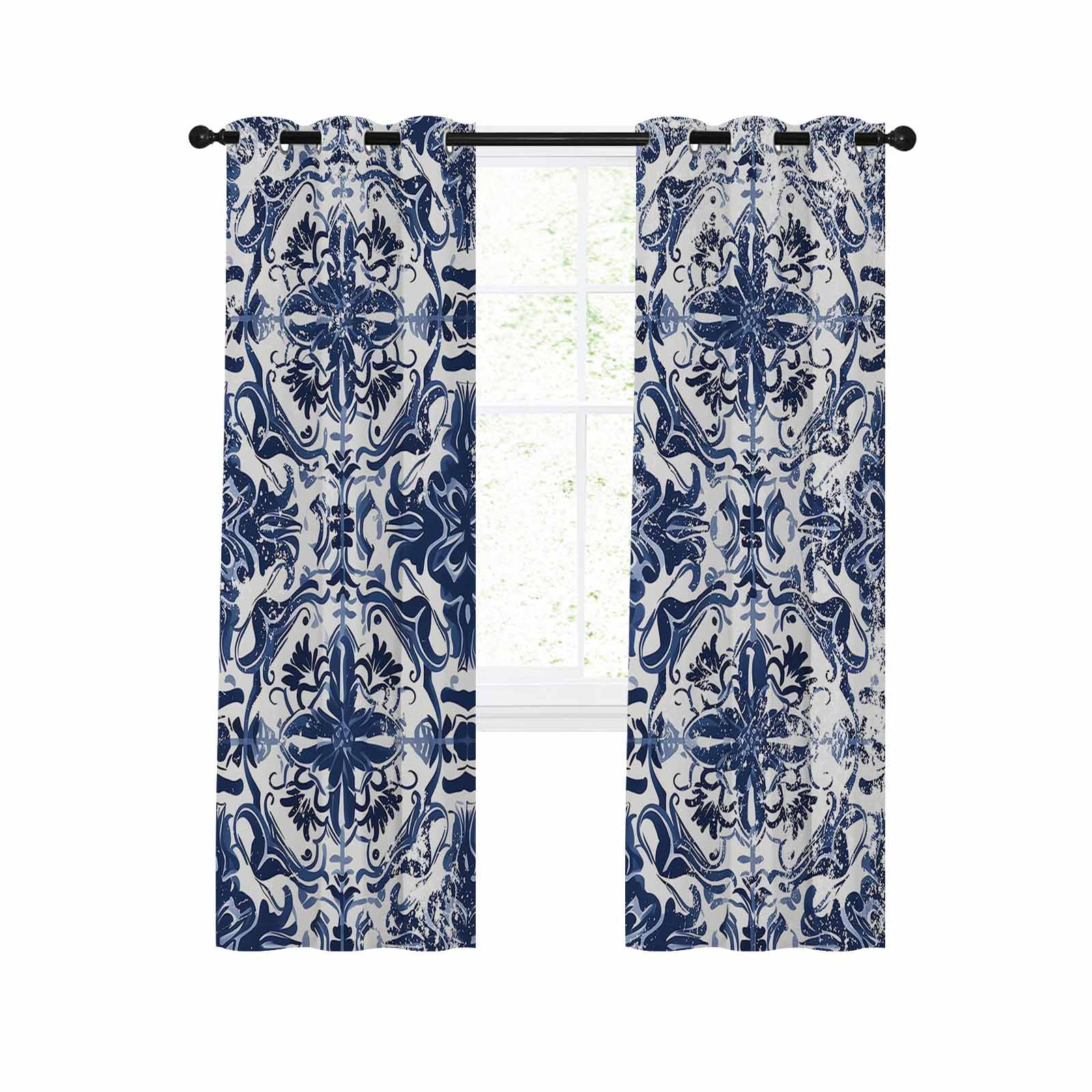 Blue Abstract, Blackout Curtains 45 Inches Long for Bedroom ...