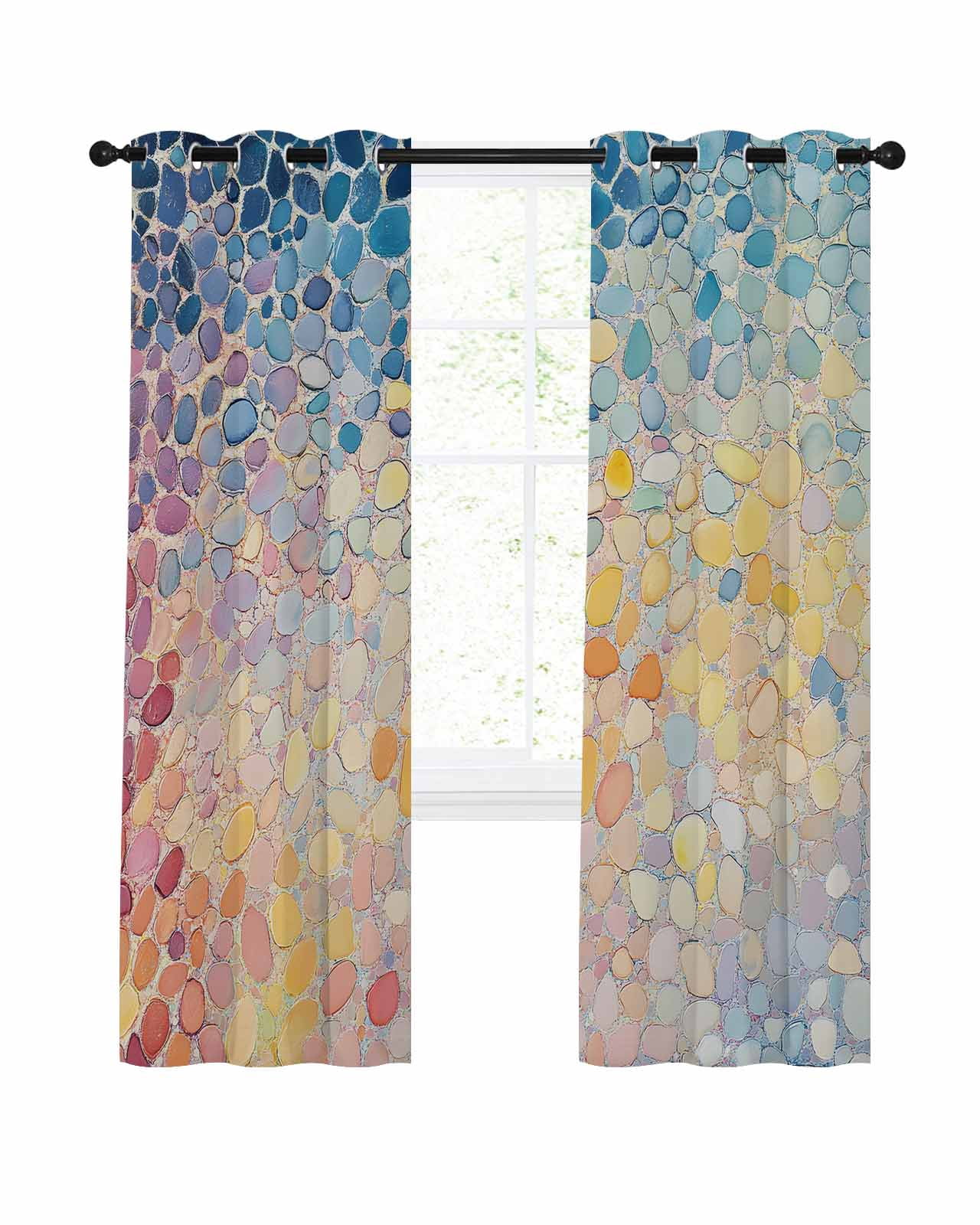 Blue Abstract Blackout Curtains 54 Inches Long for Bedroom, Orange ...