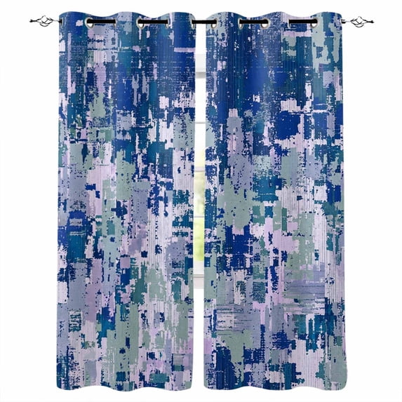 Blue Abstract Blackout Curtains Light Blocking Print Window Curtains ...