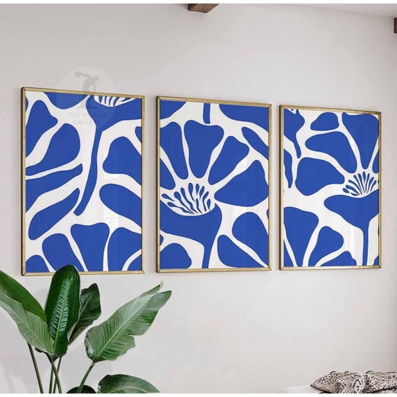 Blue Abstract Botanical Art Prints Modern Wall Decor Home Decor Office ...