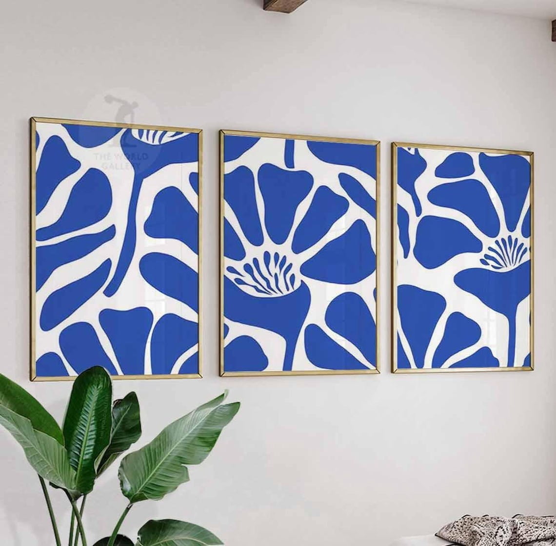 Blue Abstract Botanical Wall Art Prints Modern Minimalist Bold Nature ...