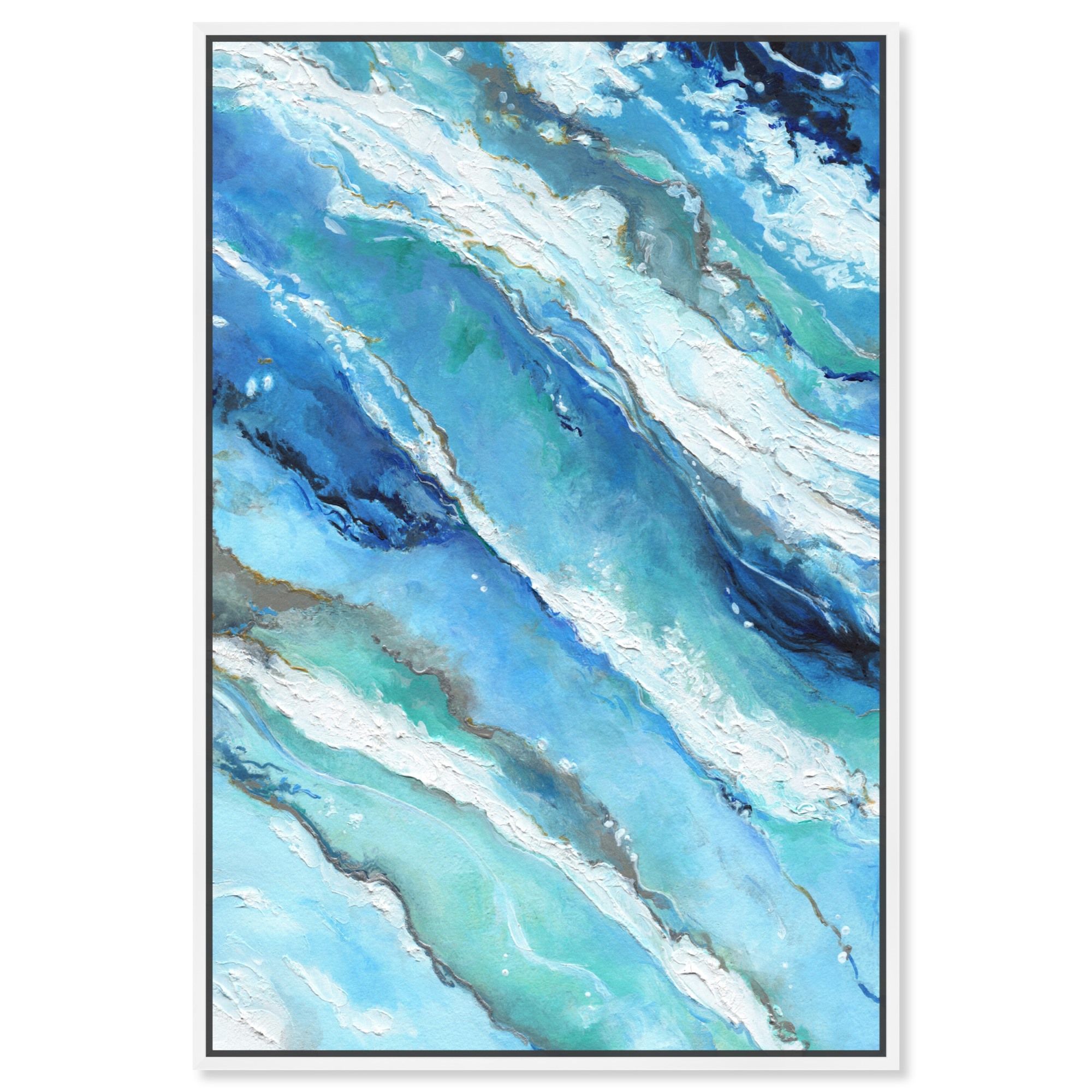 Blue Abstract Canvas Vibrant Coastal Wall Art by Art Remedy, White ...