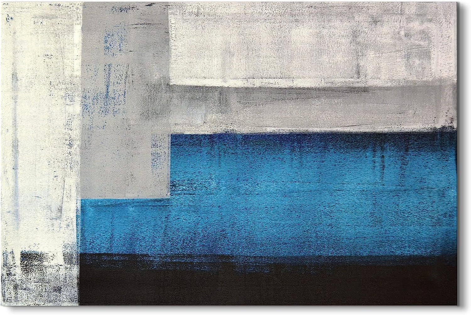 Blue Abstract Canvas Wall Art Neutral Geometric Abstract Wall Decor ...