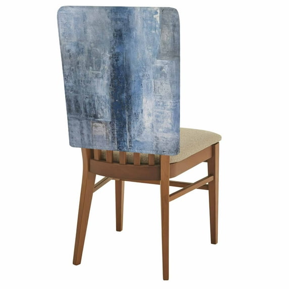 Blue Abstract Chair Back Covers Set of 8, Vintage Graffiti Stretch ...