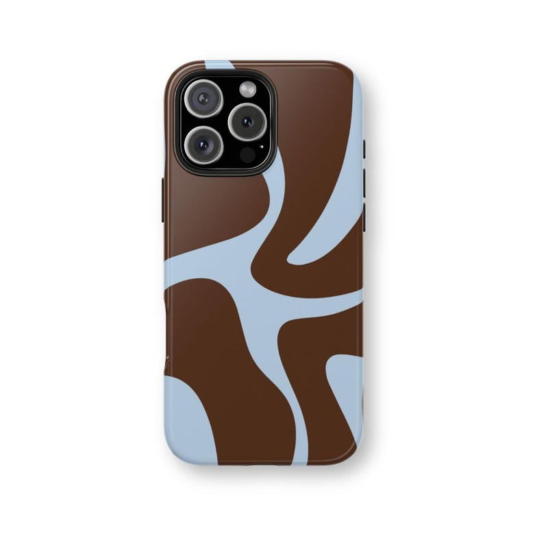 Blue Abstract Chic Wavy Pattern Retro Aesthetic Phone Case with iPhone ...