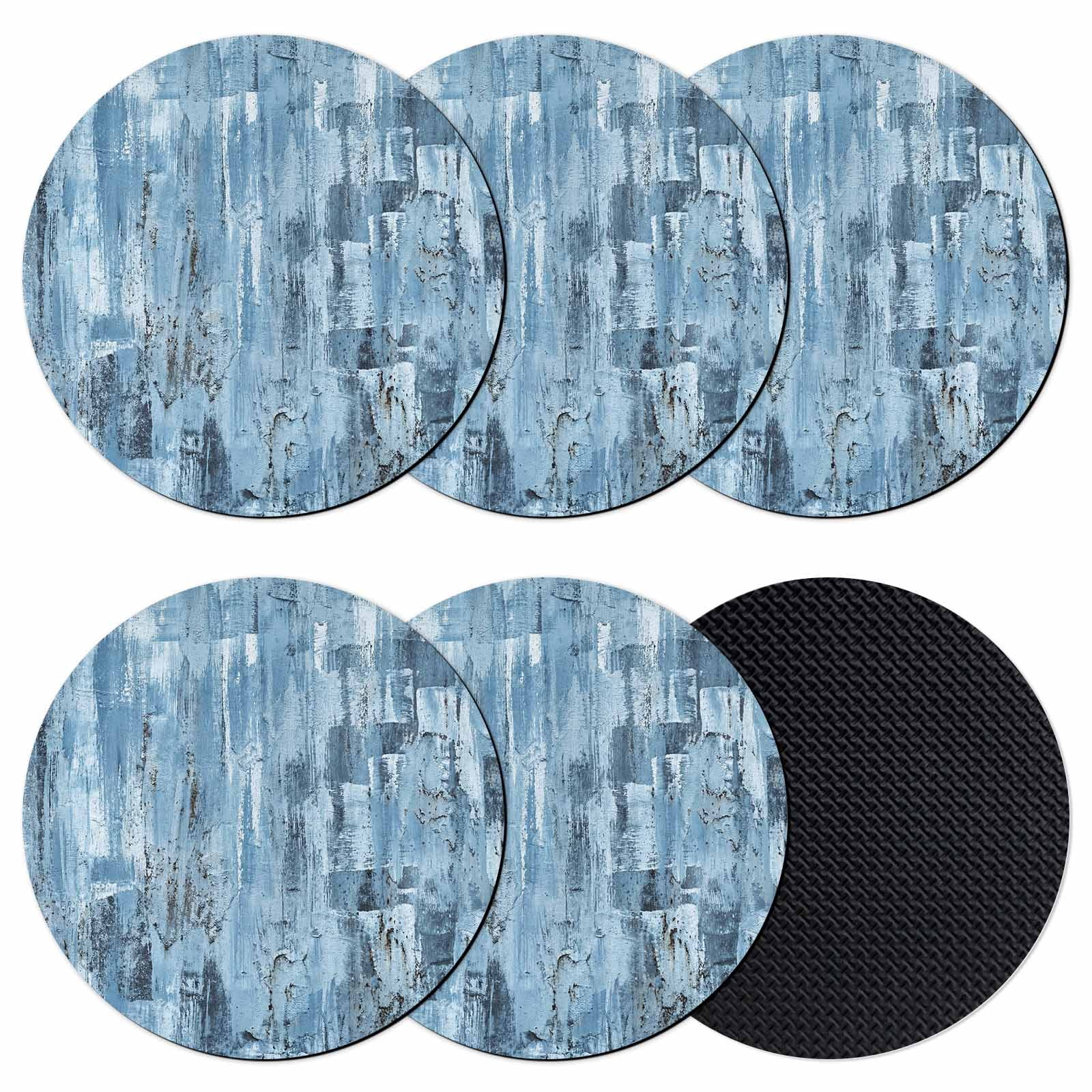 Blue Abstract Coasters Set of 6, Absorbent Coasters for Drinks, Vintage ...