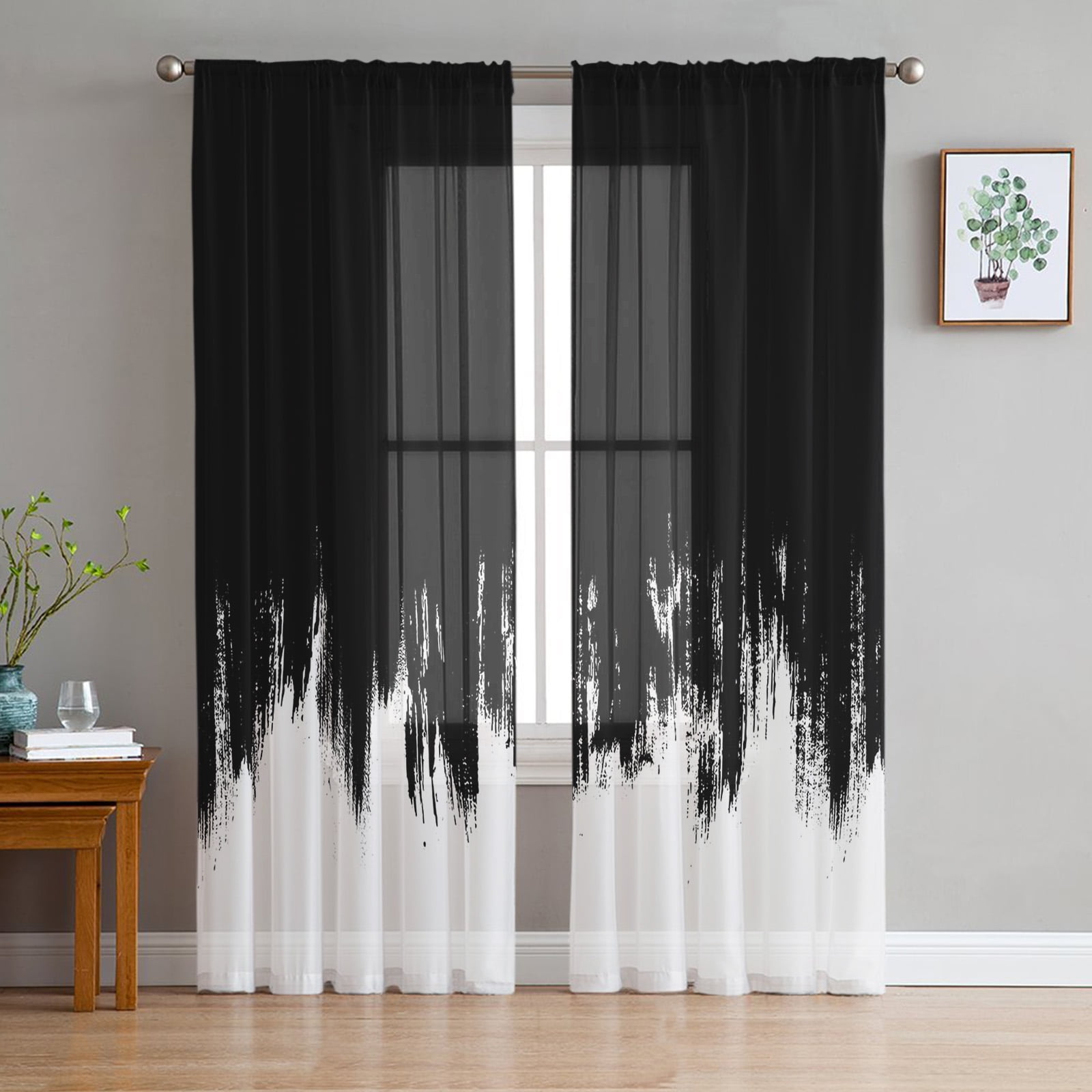 Blue Abstract Colors Sheer Curtains for Living Room Bedroom Home r ...