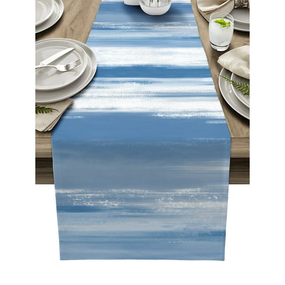 Blue Abstract Colors Table Runner Kitchen Dining Table r Tablecloth ...