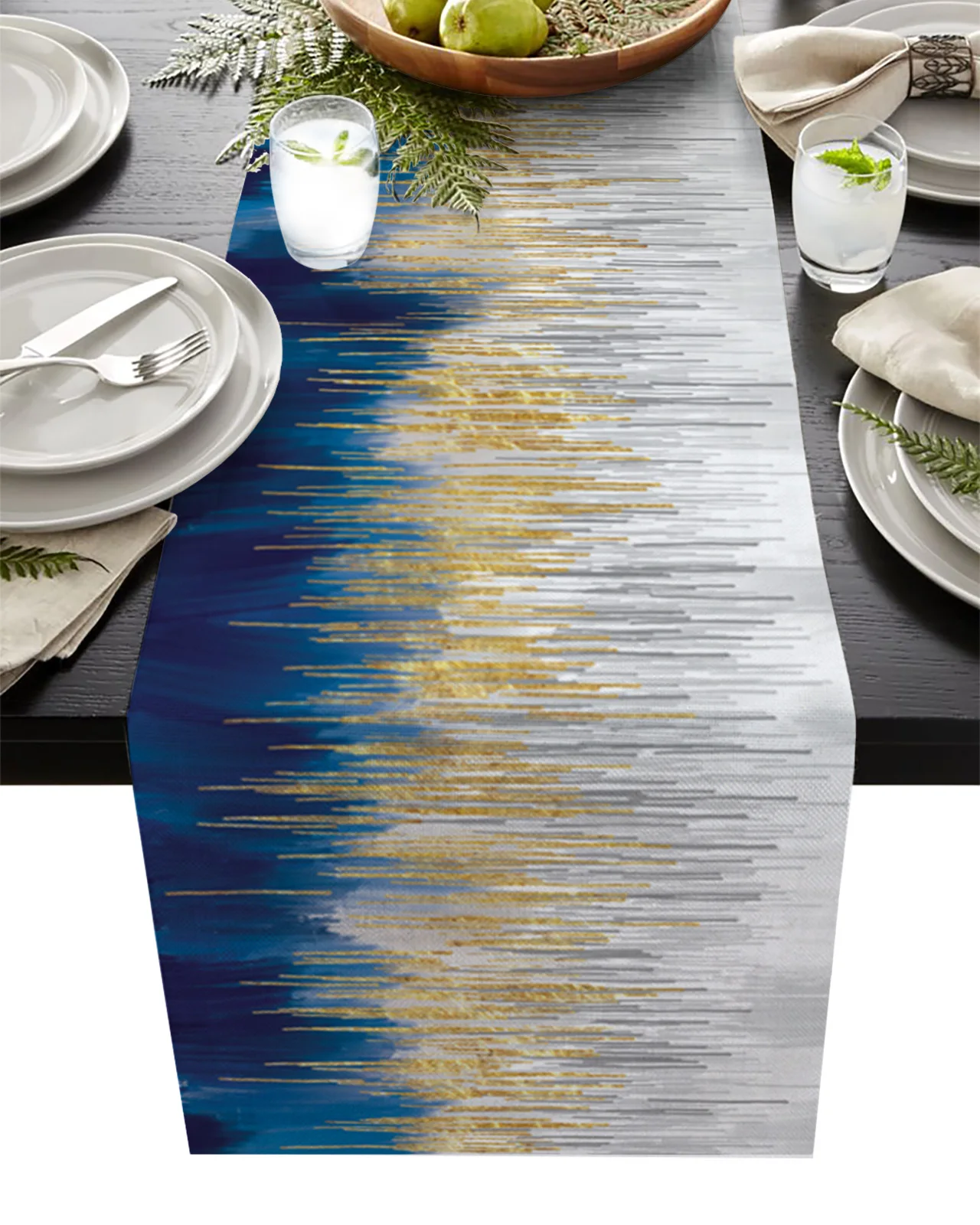 Blue Abstract Colors Table Runner Kitchen Dining Table r Tablecloth ...