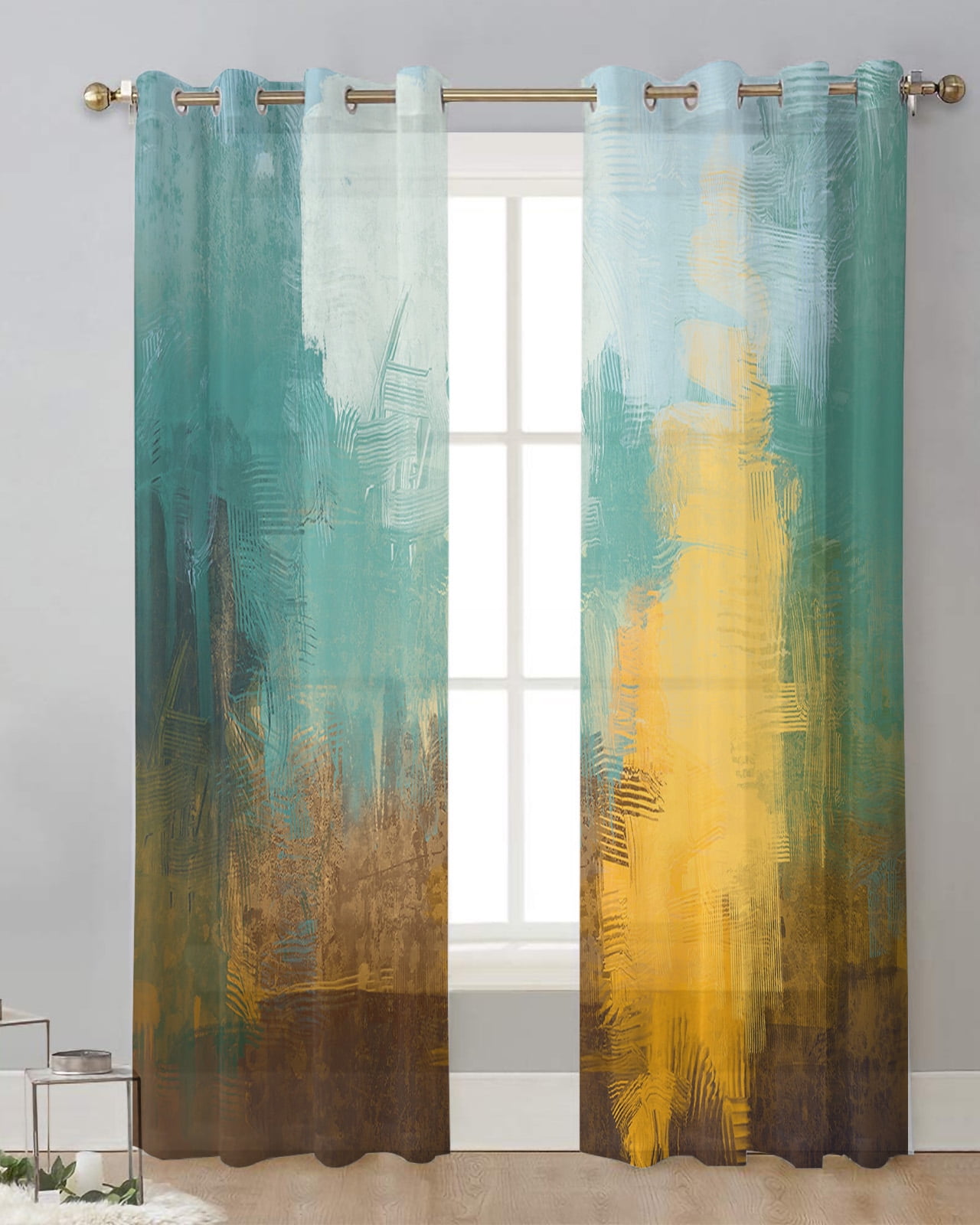 Blue Abstract Colors Tulle Living Room ration Transparent Sheer ...