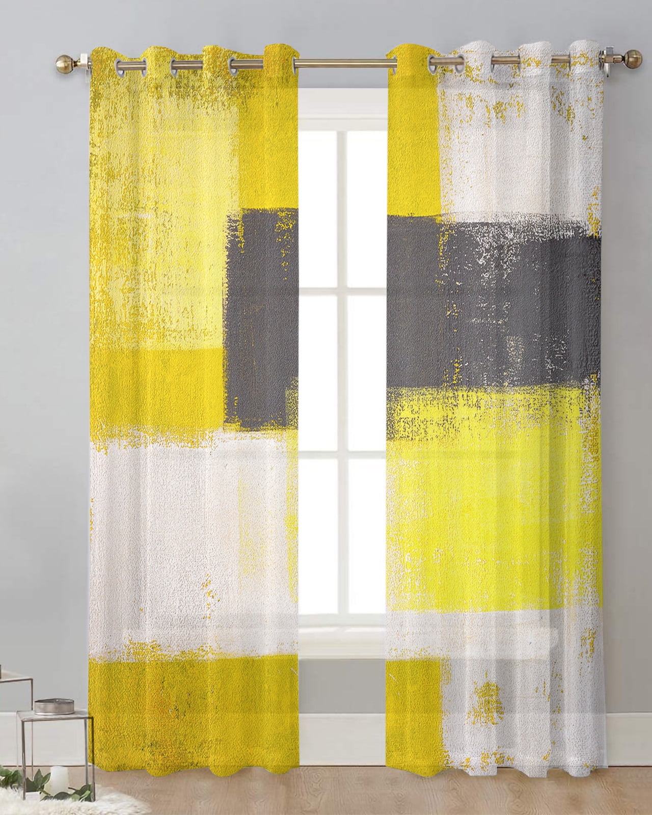 Blue Abstract Colors Tulle Living Room ration Transparent Sheer ...