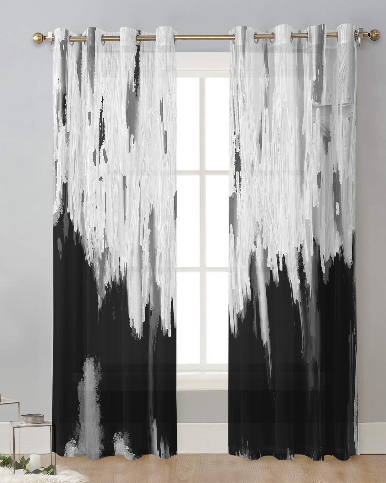 Blue Abstract Colors Tulle Living Room ration Transparent Sheer ...