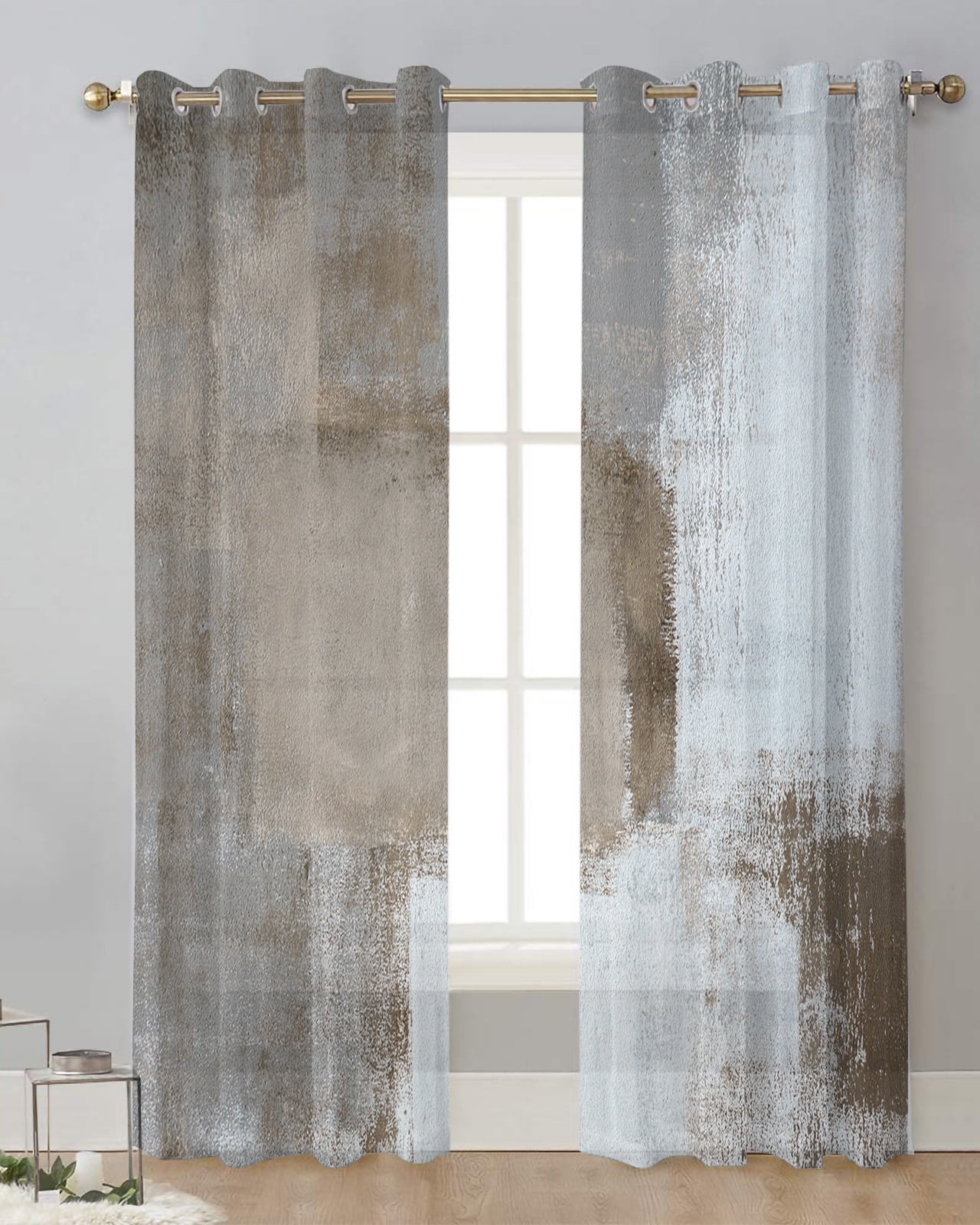 Blue Abstract Colors Tulle Living Room ration Transparent Sheer ...