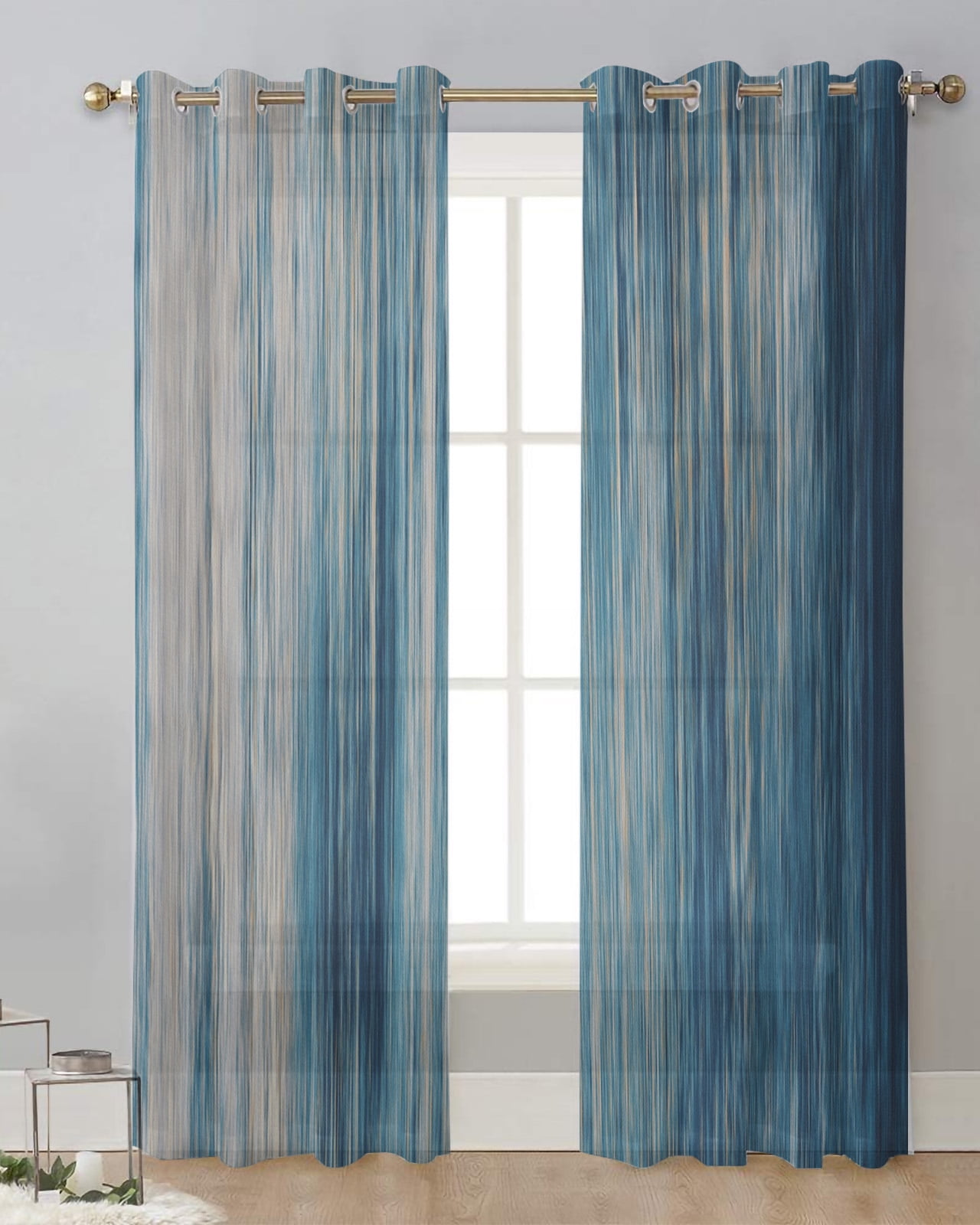 Blue Abstract Colors Tulle Living Room ration Transparent Sheer ...