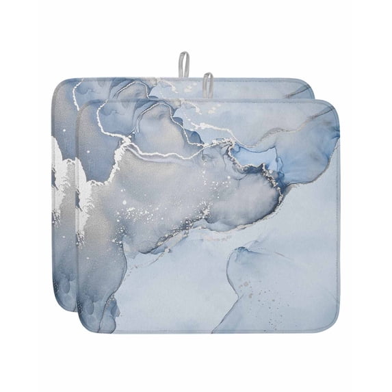 Blue Abstract Dish Drying Mat 16x18 inch Marble Fluid Art Water Ripples ...