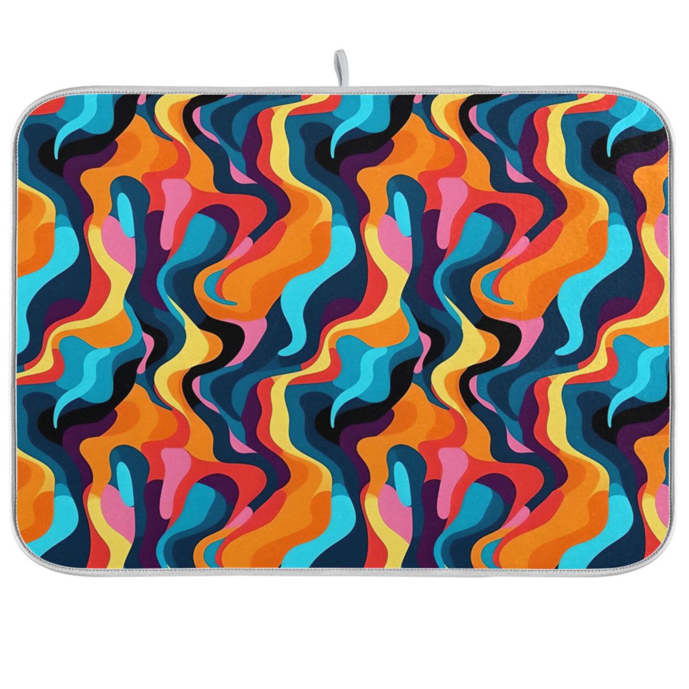 Blue Abstract Dish Drying Mat Microfiber Kitchen Pad Large Counter ...