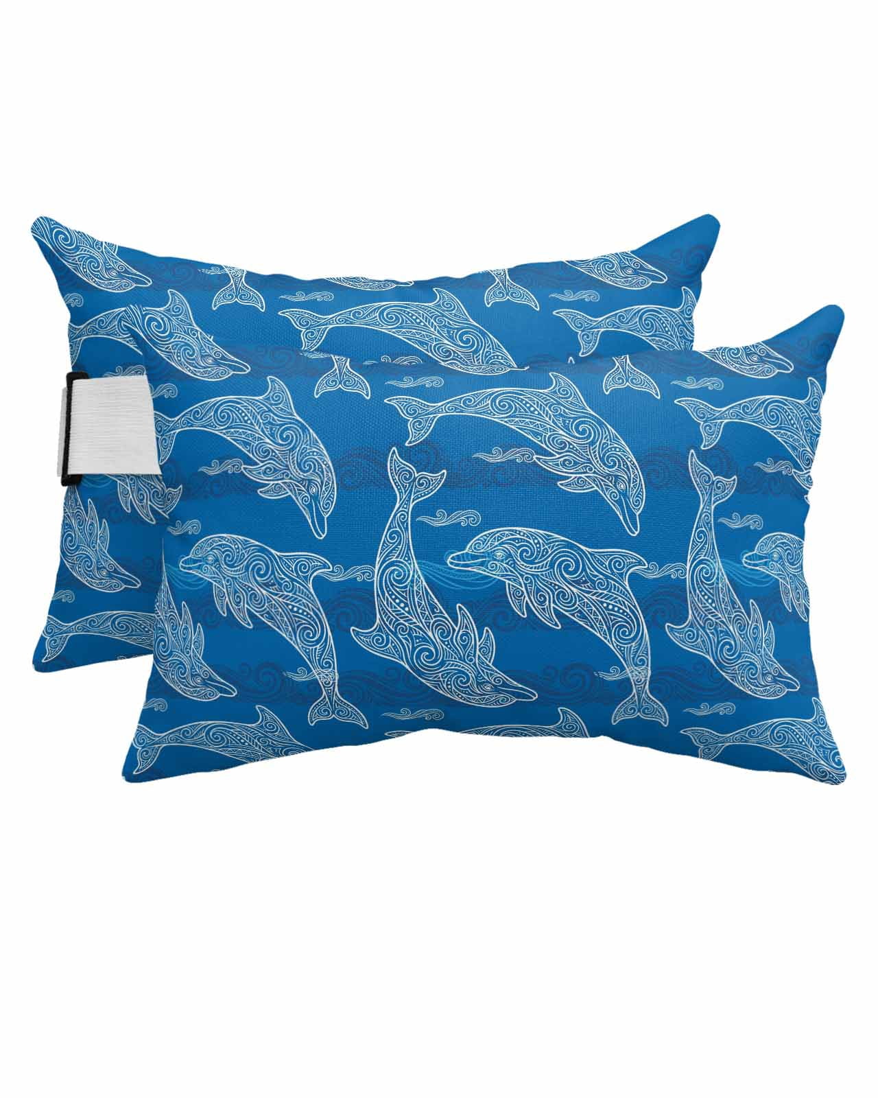 Blue Abstract Dolphin Outdoor Head Resting Pillows with Insert Curves ...