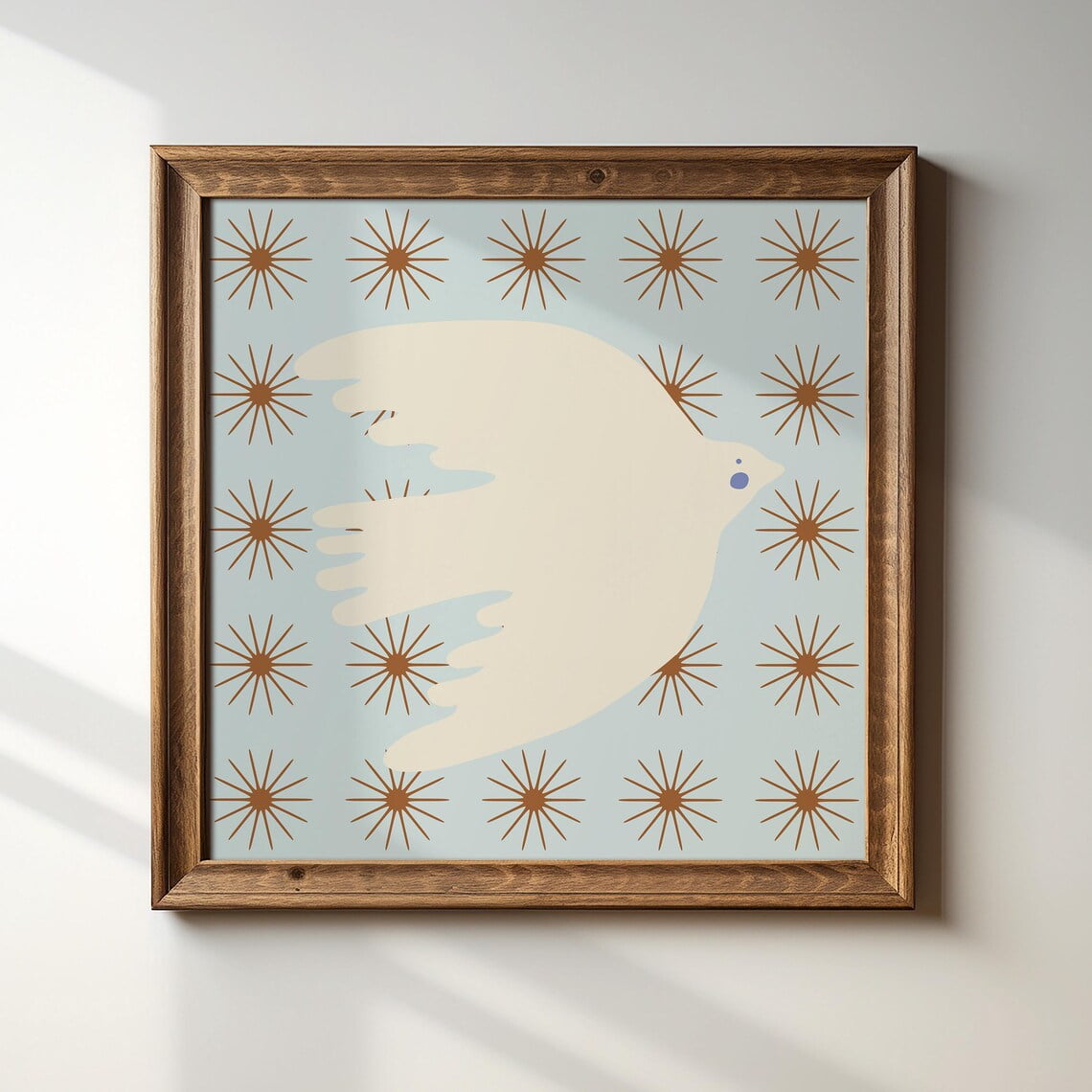 Blue Abstract Dove Square Illustration Print, Art Print, Trendy Decor ...