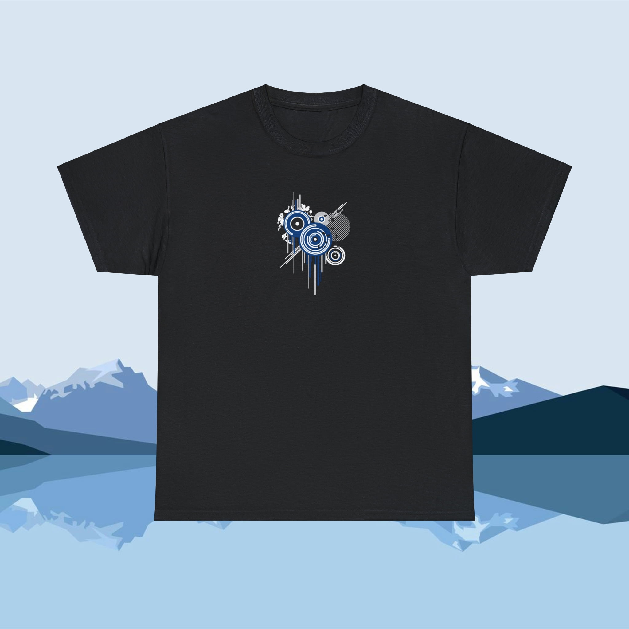 Blue Abstract Drippy Trippy Circles Mens Unisex Premium Cotton TShirt ...