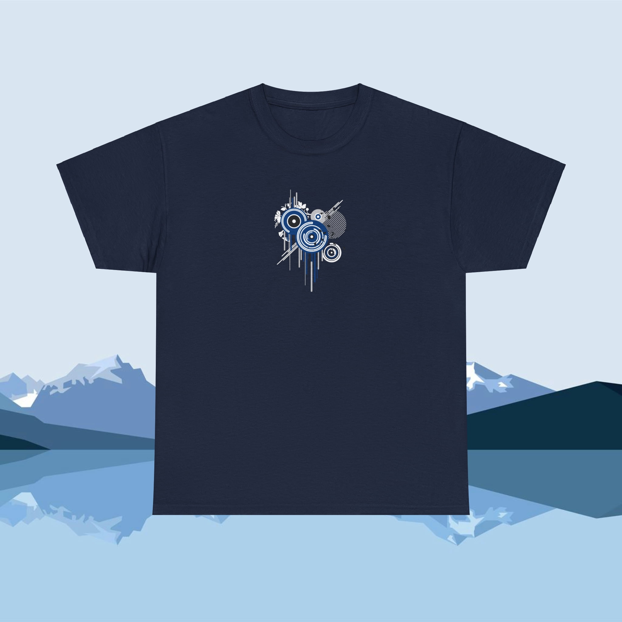 Blue Abstract Drippy Trippy Circles Mens Unisex Premium Cotton TShirt ...